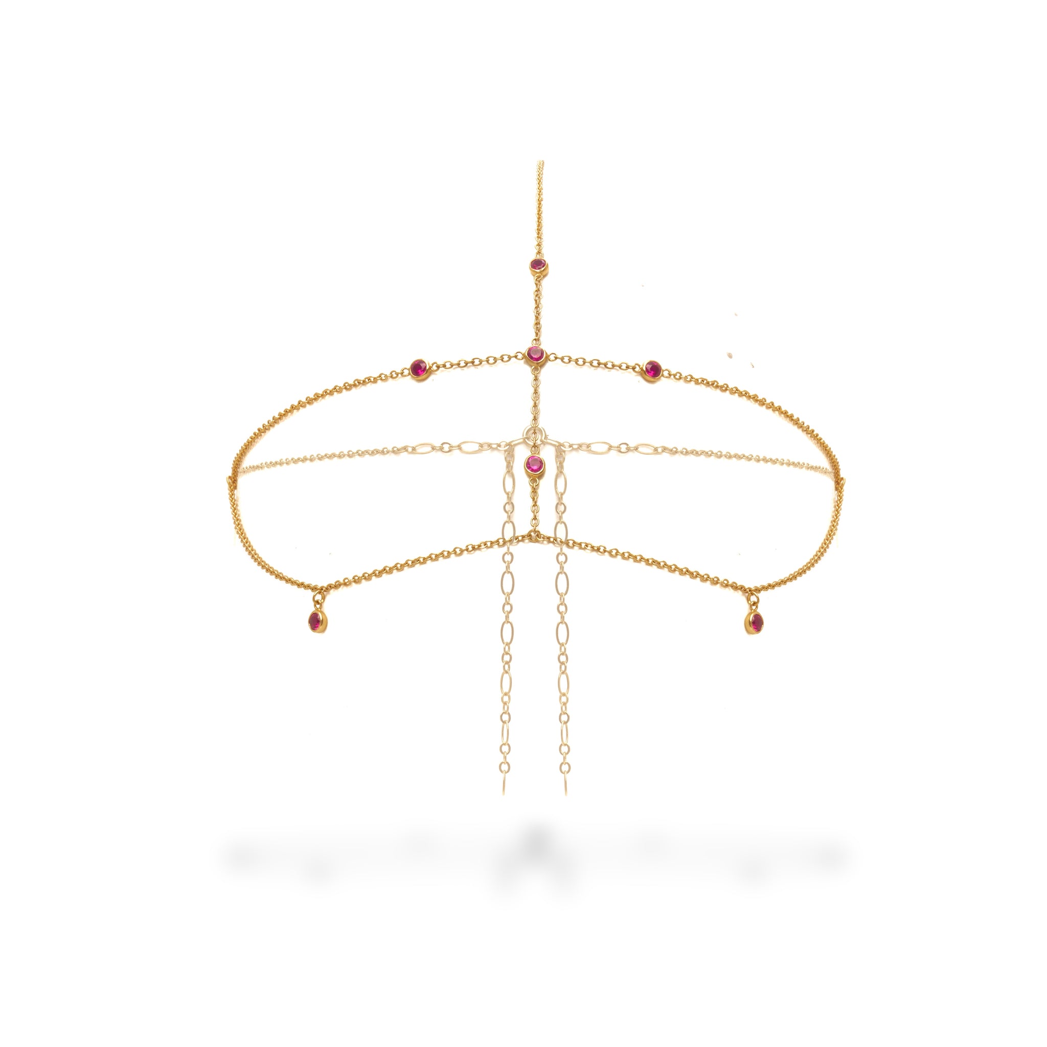 Ruby muse I Gold Veiled Face Chain